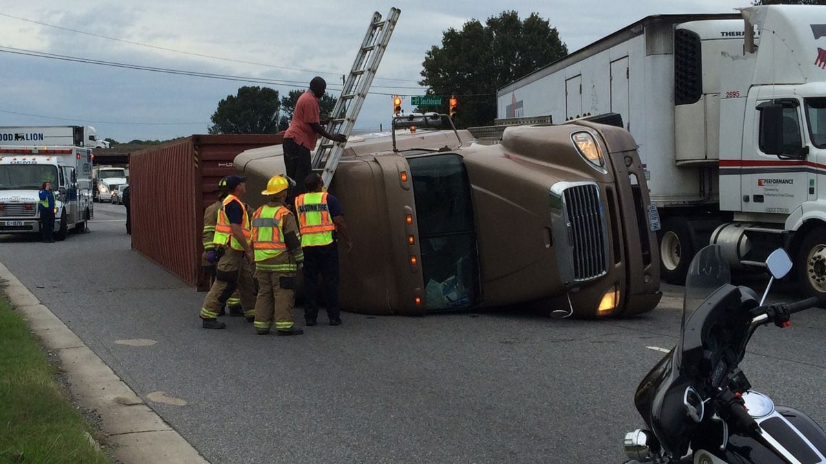 Overturned tractor-trailer causes traffic delays in Gastonia